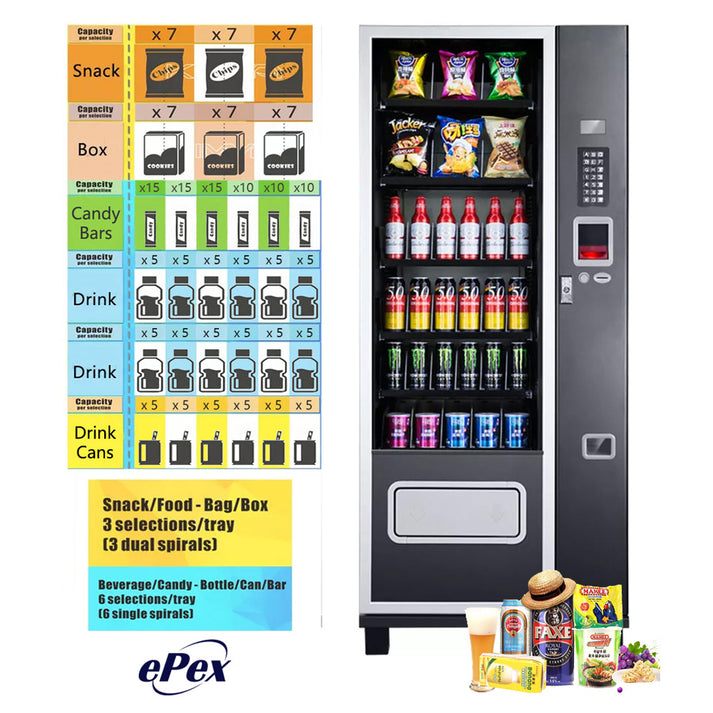 EPEX G630 Snack Beverage Combo Vending Machine with Stratified Temp Co – EPEX Vending